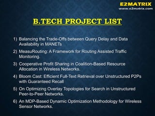 M Tech Projects List | PPTX | Computer Networking | Computing