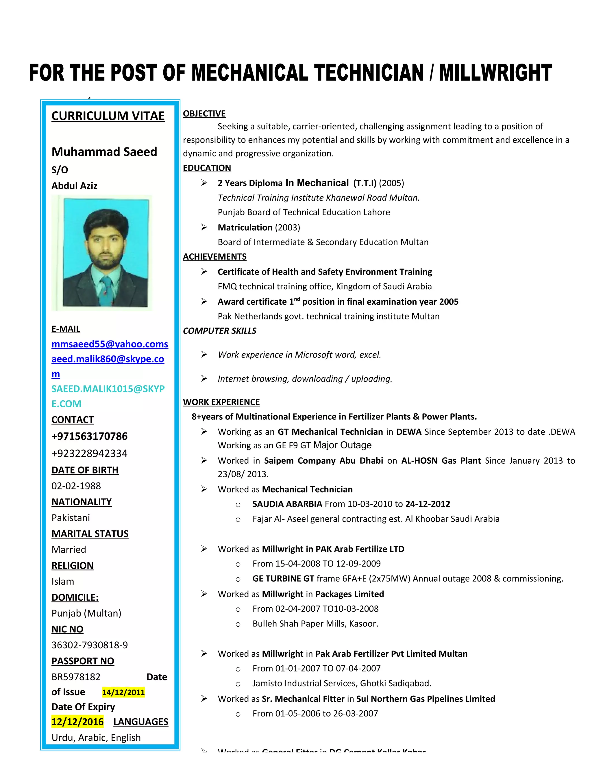 M.saeed new cv | PDF