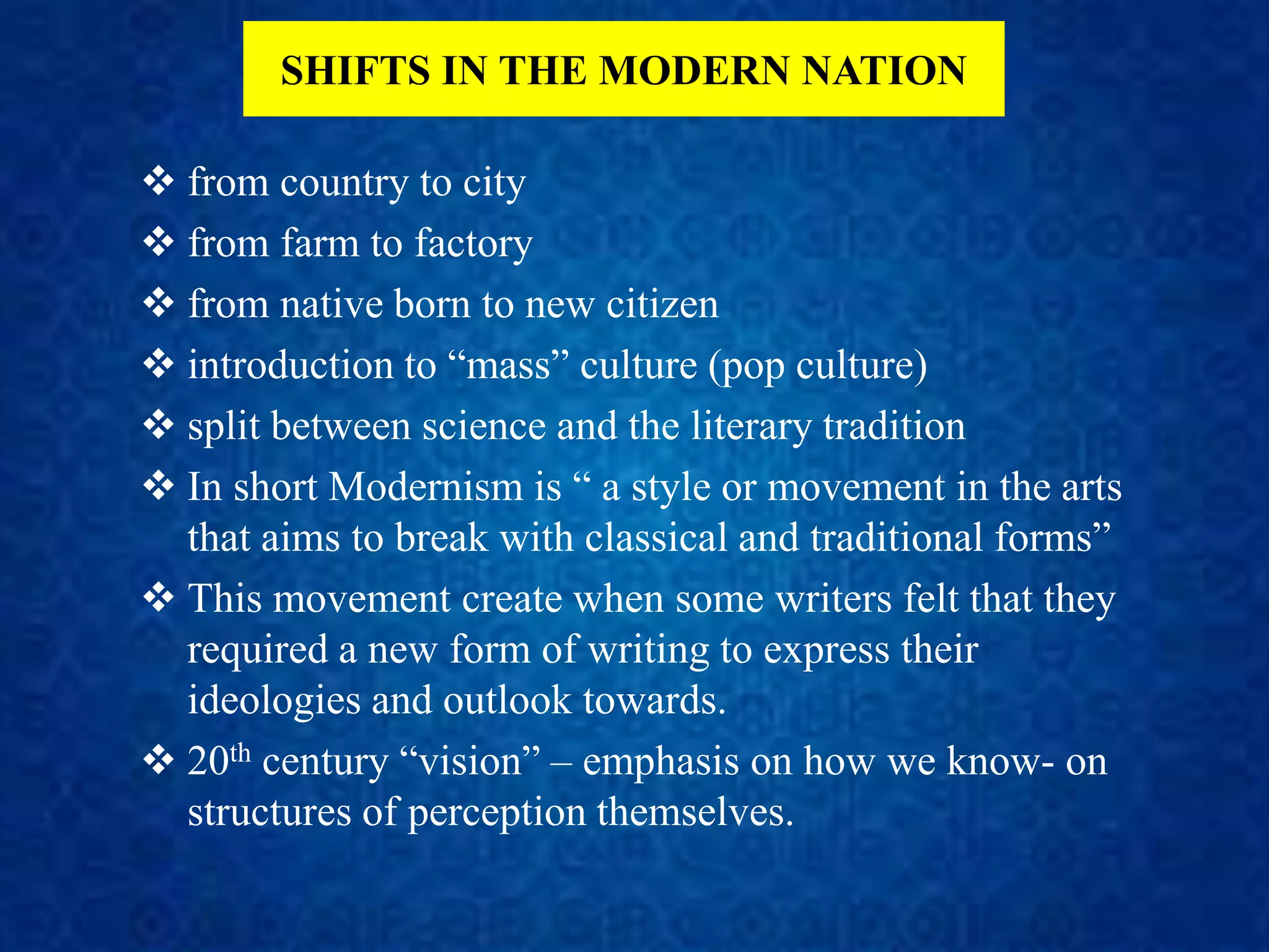 Overview of Modernist Literature- | PPTX