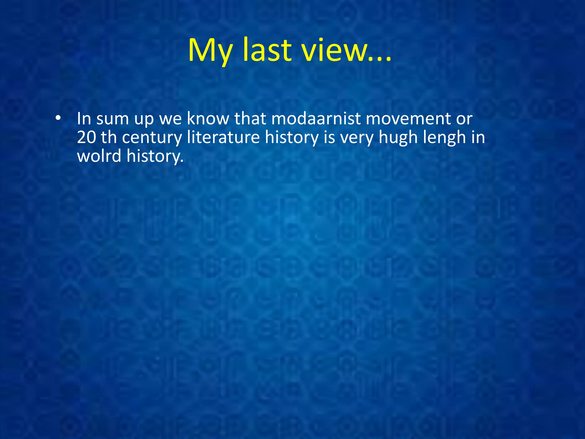 Overview of Modernist Literature- | PPTX