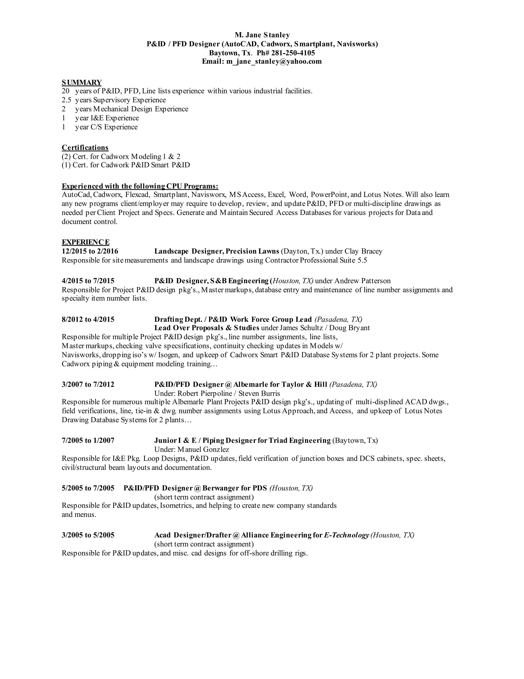 M. jane stanley resume updated | DOCX