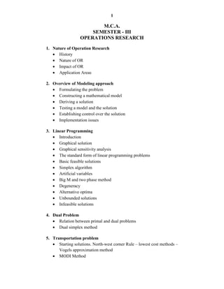 M.c.a.(sem iii) operation research | PDF