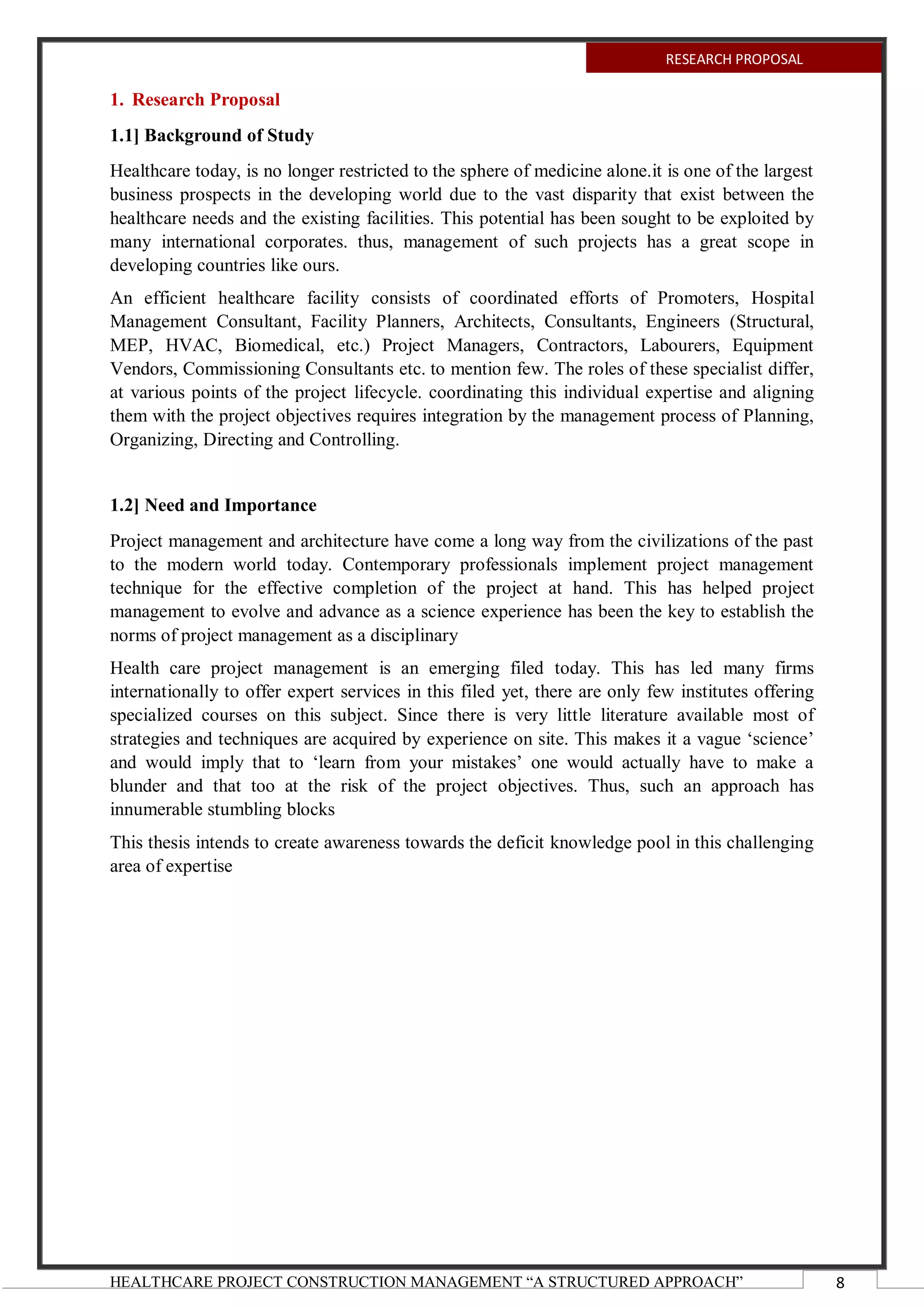 Master of Architecture Thesis Healthcare Project management "A ...