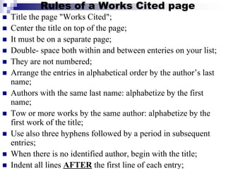 MLA works cited list | PPT
