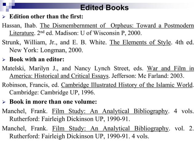 MLA works cited list | PPT