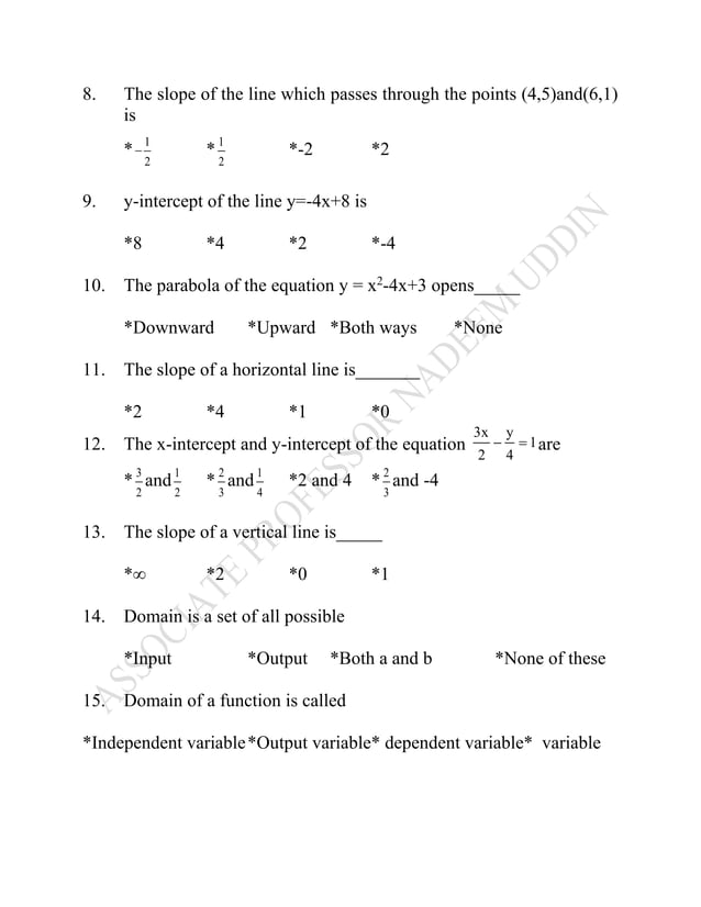 M.c.qs.- 3(functions & their graphs) | PDF | Physics | Science