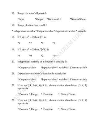 M.c.qs.- 3(functions & their graphs) | PDF
