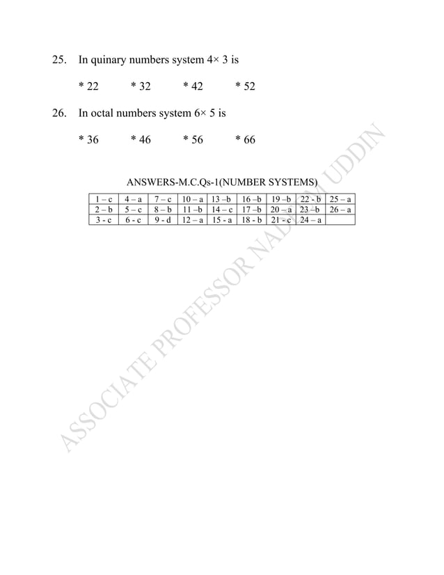 M.c.qs -1(number systems) | PDF | Computing | Technology & Computing