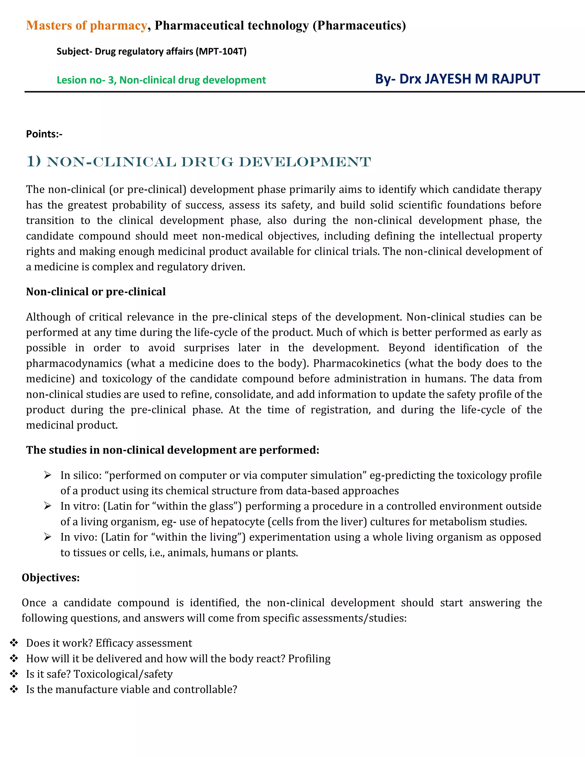 Non-clinical drug development | PDF