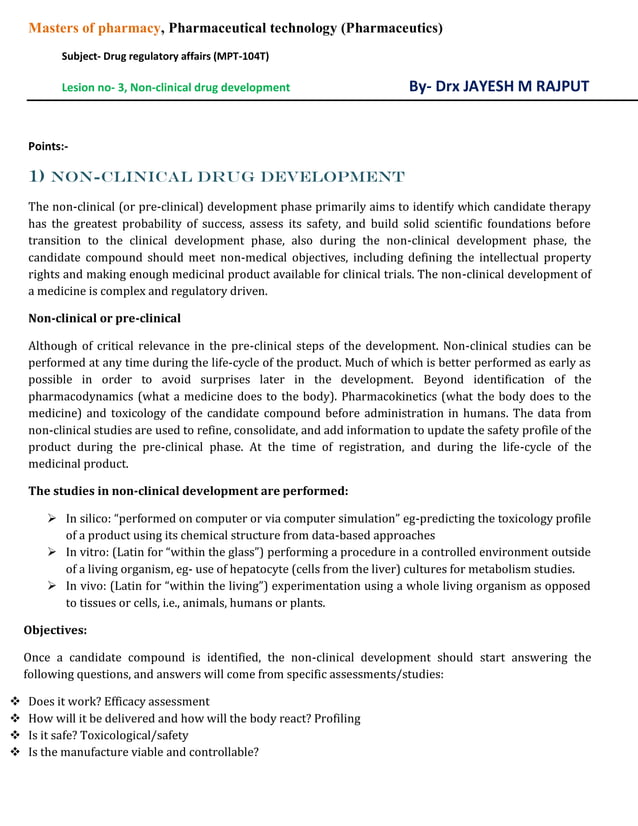 Non-clinical drug development | PDF