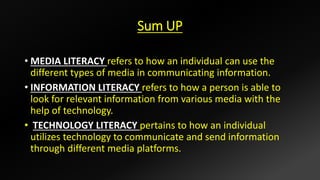 Three Literacy: Media, Information, Technology Literacy. | PPTX