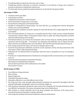 Transdermal drug delivery system | PDF