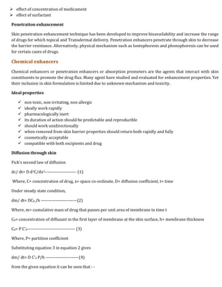 Transdermal drug delivery system | PDF