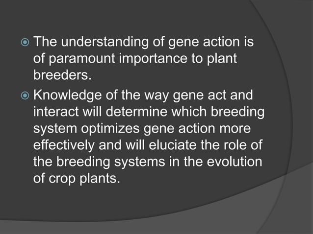Gene action in breeding plants | PPTX | Genetics | Science
