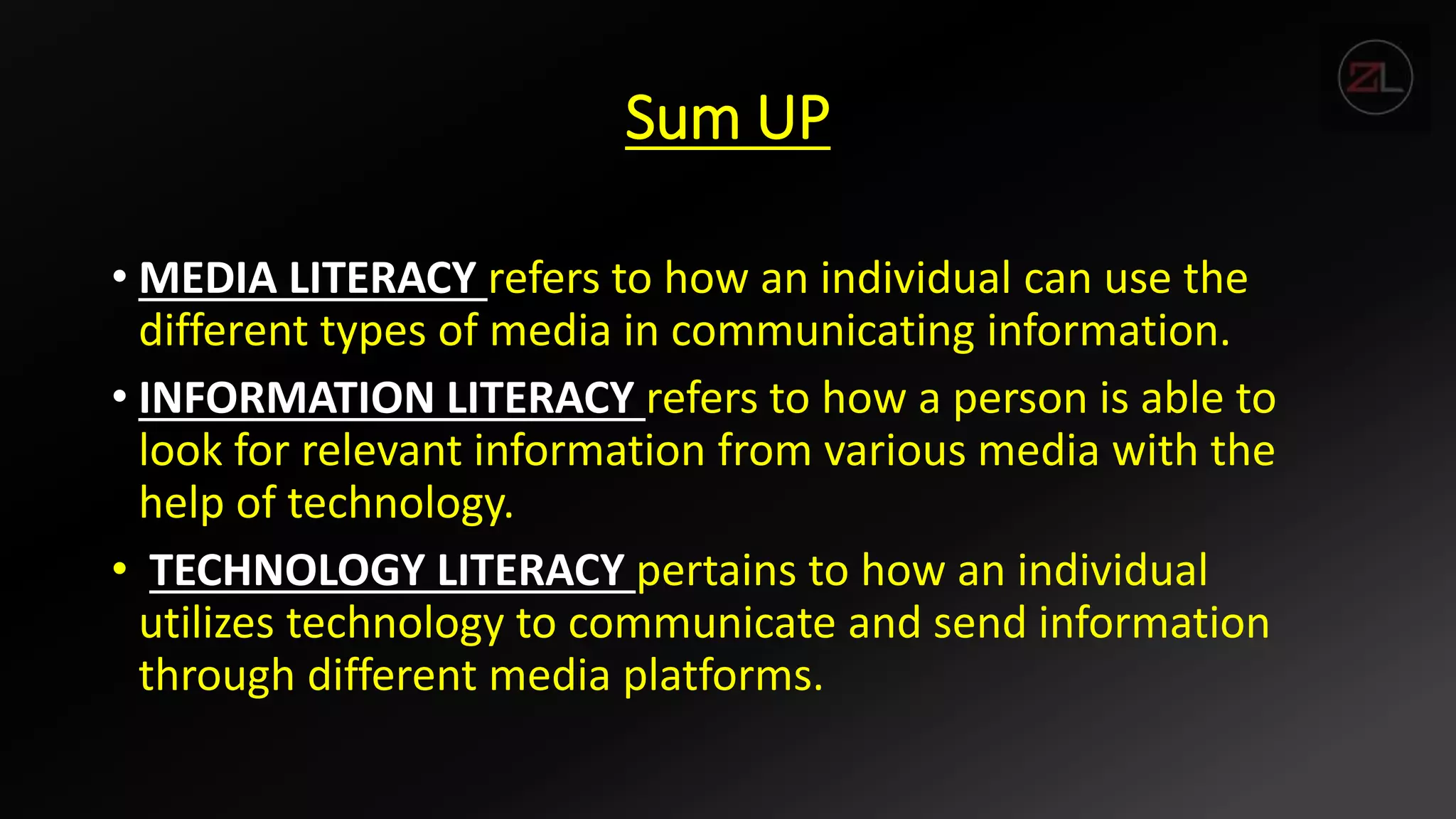 Media, information and technology literacy | PPTX