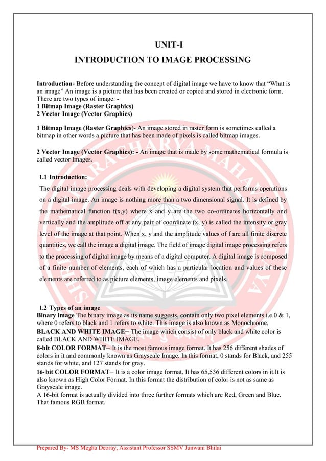 M.sc.iii sem digital image processing unit i | PDF | Photo Editing Software | Computer Software ...