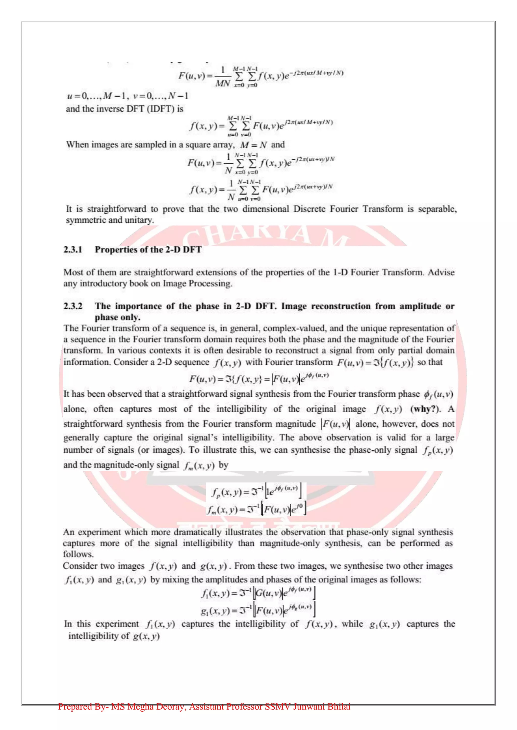 M.sc.iii sem digital image processing unit ii | PDF