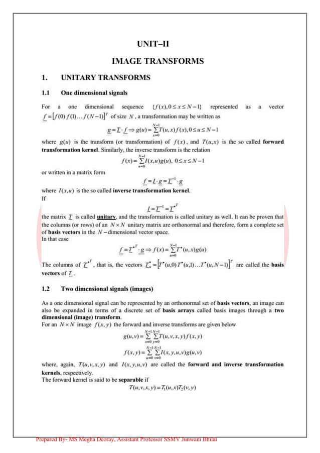 M.sc.iii sem digital image processing unit ii | PDF