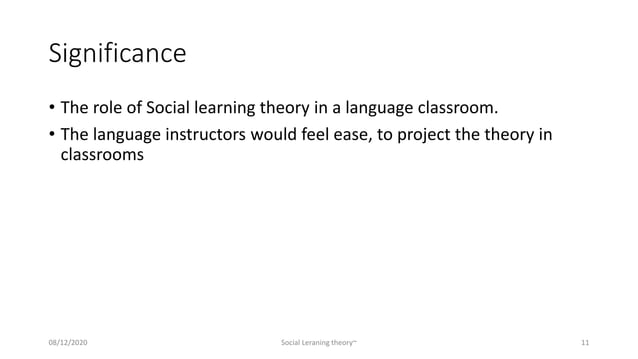 social learning theory applied to english as second language classroom ...