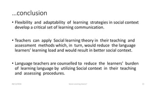 social learning theory applied to english as second language classroom ...