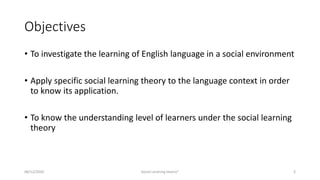 social learning theory applied to english as second language classroom ...