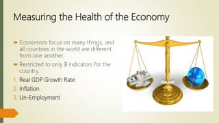 GDP, Inflation and unemployment for assessing Economic Health. | PPTX