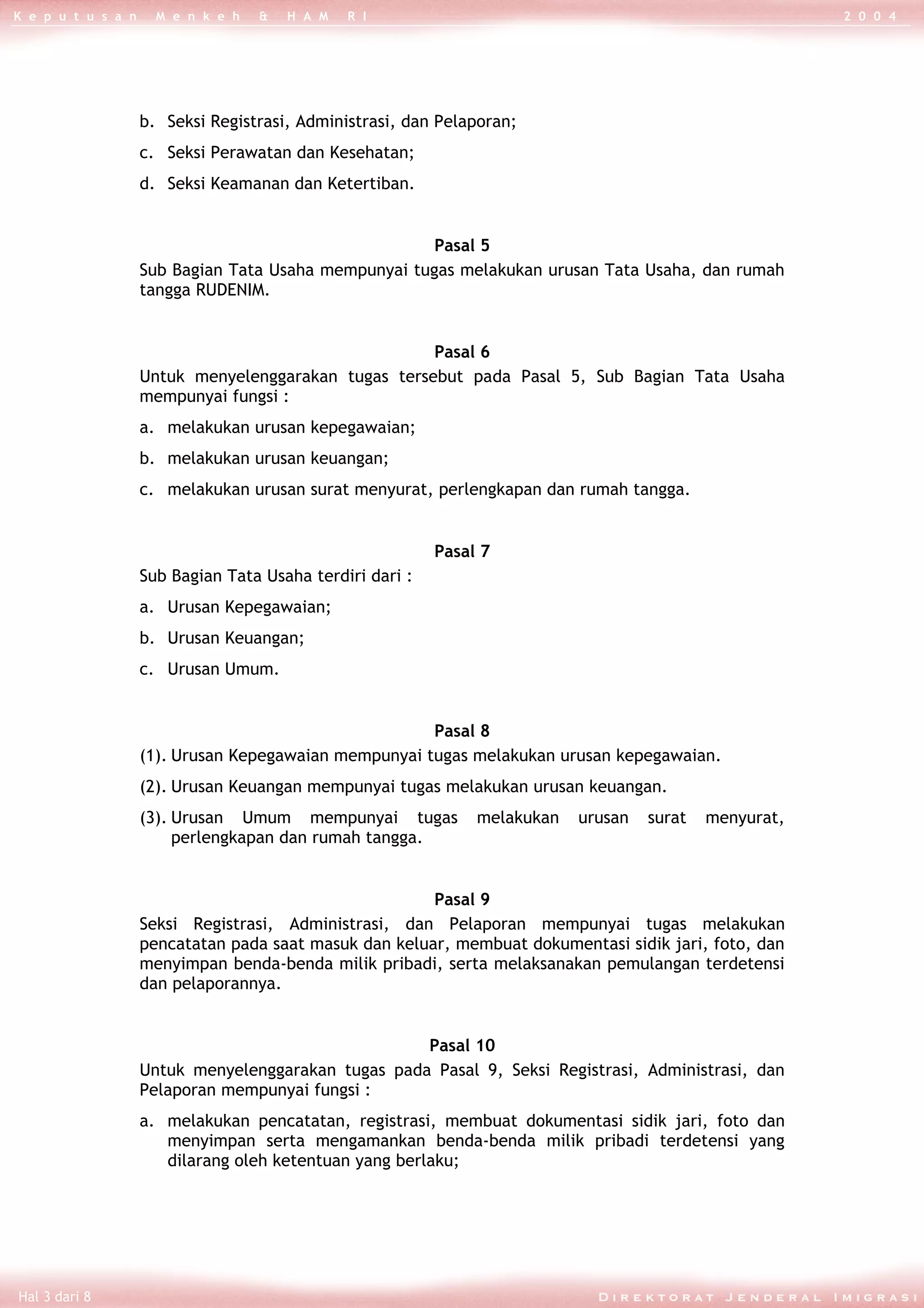 Keputusan Menteri Kehakiman dan Hak Asasi Manusia Republik Indonesia Nomor M.01.PR.07.04 Tahun ...