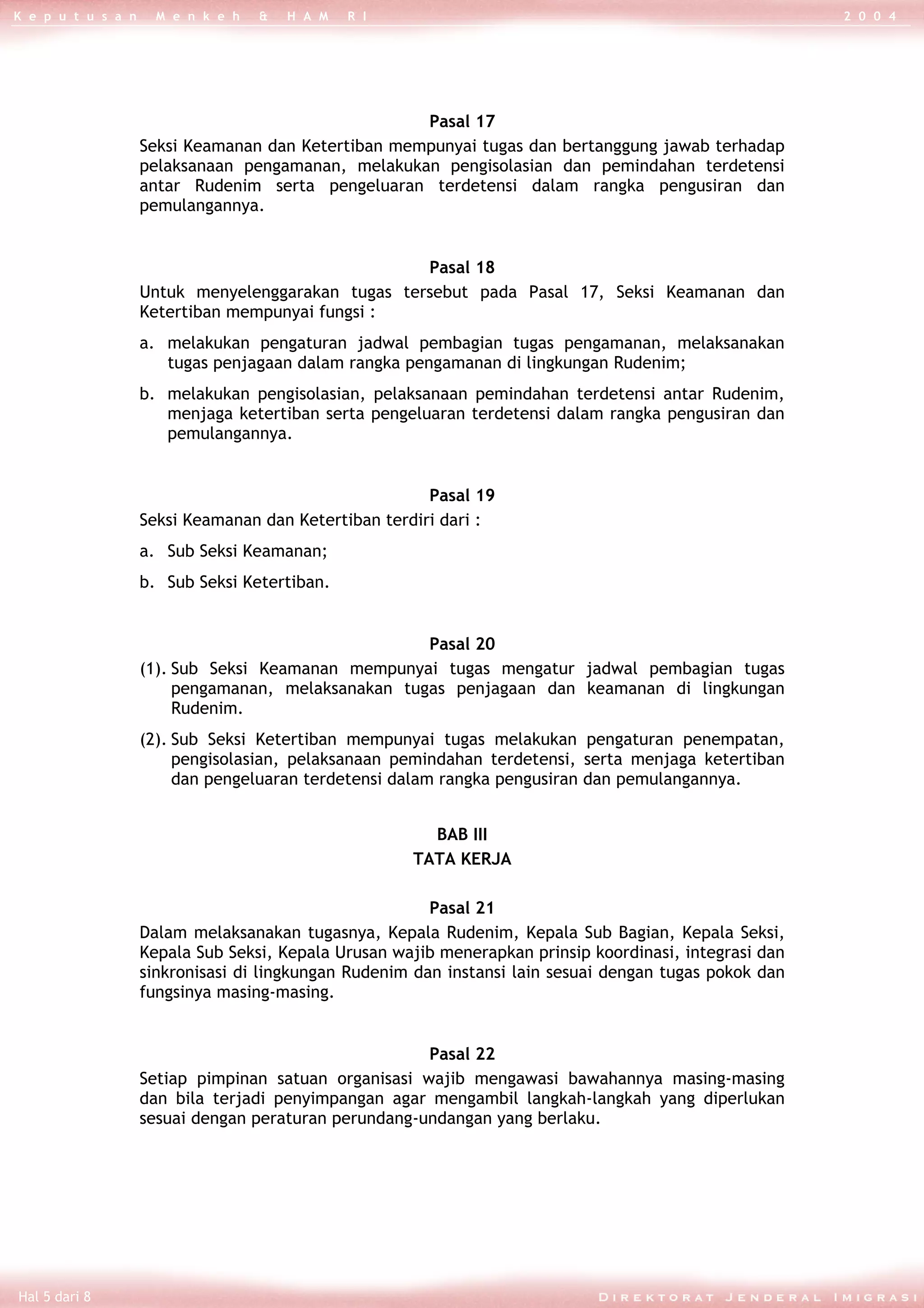 Keputusan Menteri Kehakiman dan Hak Asasi Manusia Republik Indonesia Nomor M.01.PR.07.04 Tahun ...