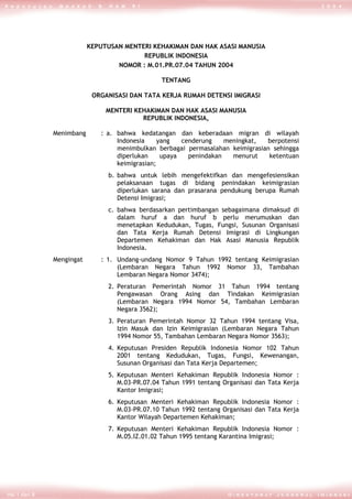 Keputusan Menteri Kehakiman dan Hak Asasi Manusia Republik Indonesia Nomor M.01.PR.07.04 Tahun ...