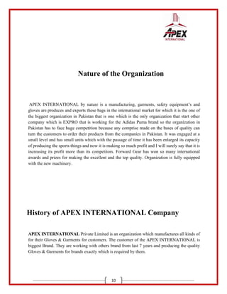 Apex International Intership Report | PDF