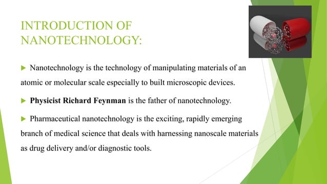 NANOTECHNOLOGY (NANOTECHNOLOGY IN PHARMACEUTICAL SCIENCE) | PPTX