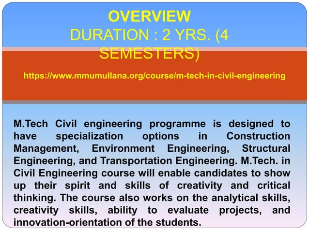 M.TECH CIVIL ENGINEERING | PPTX