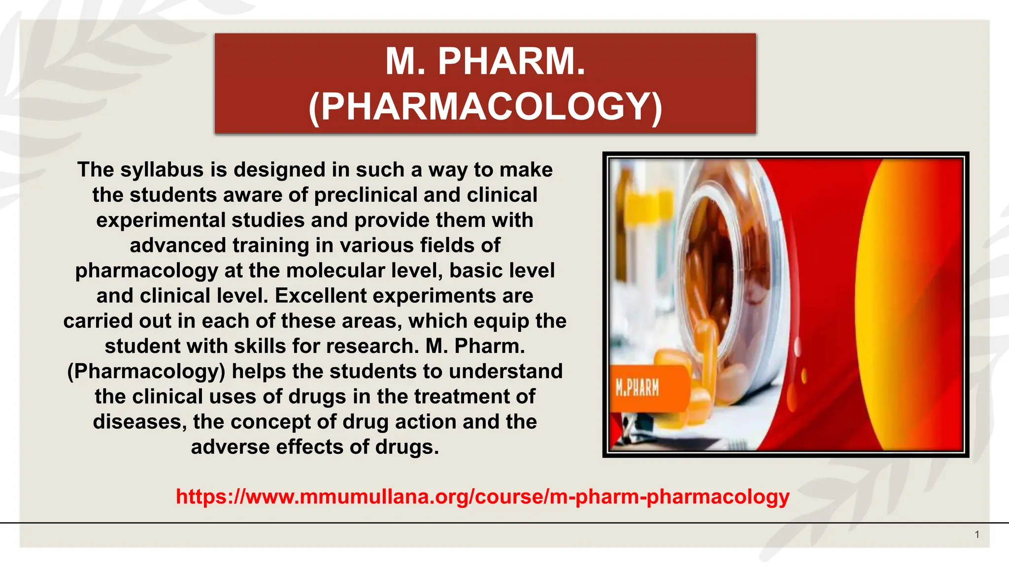 M. PHARM. (PHARMACOLOGY). | PPTX