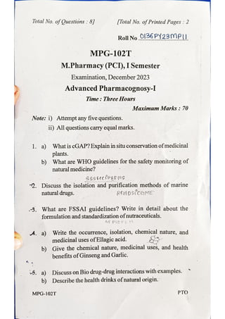 M. PHARMACY PHARMACOGNOSY QUESTION BANK FOR 1ST SEMESTER.pdf