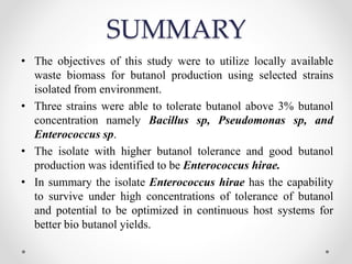 Bioconversion of sago waste and oil cakes into biobutanol using ...