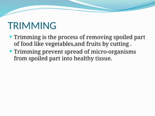 REMOVAL OF MICROORGANISM IN FOOD WASHING | PPTX
