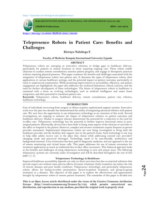 Telepresence Robots in Patient Care: Benefits and Challenges (www.kiu ...
