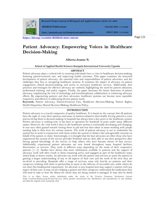 Patient Advocacy: Empowering Voices in Healthcare Decision-Making (www ...