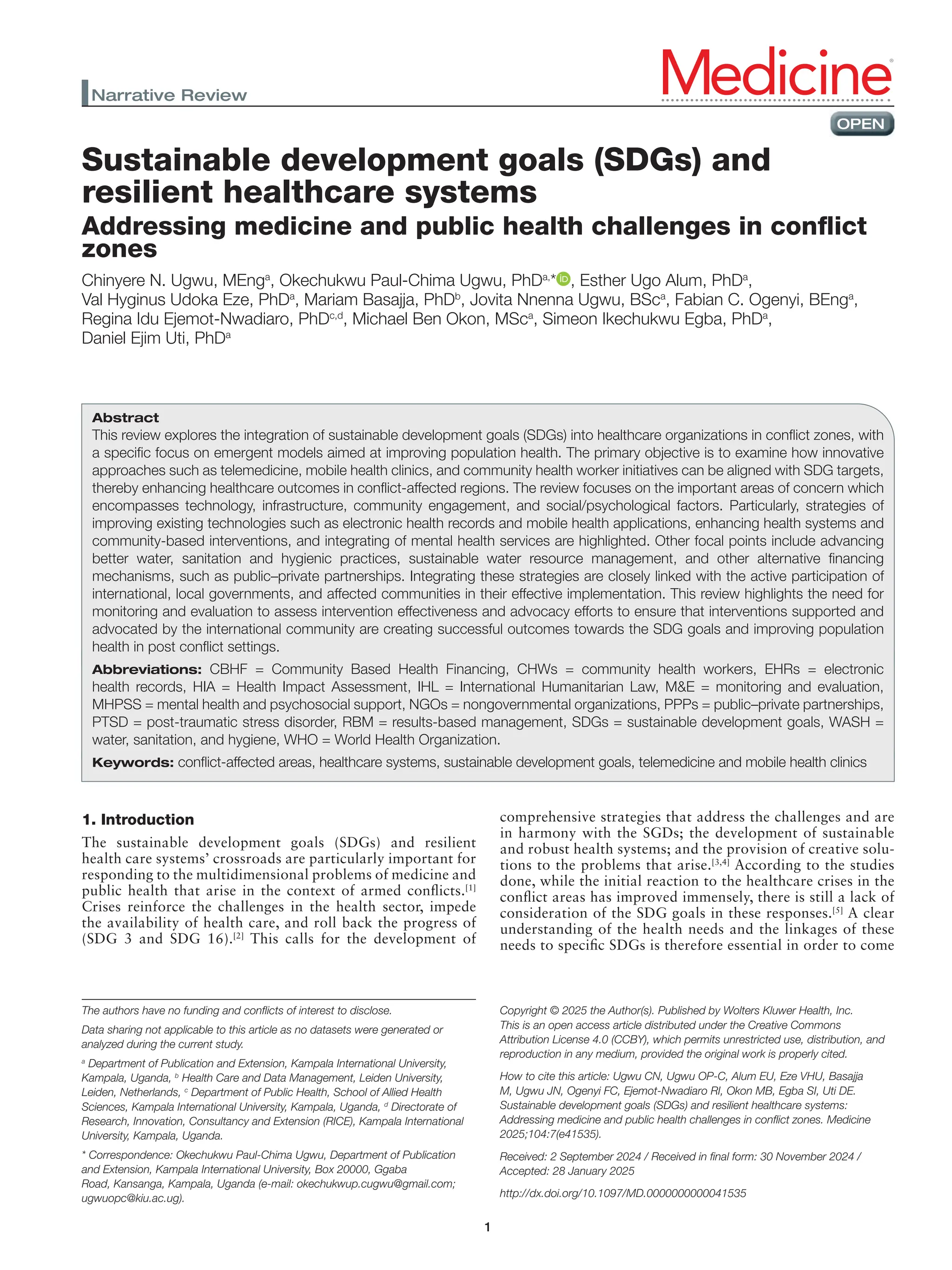 Sustainable development goals (SDGs) and resilient healthcare systems ...