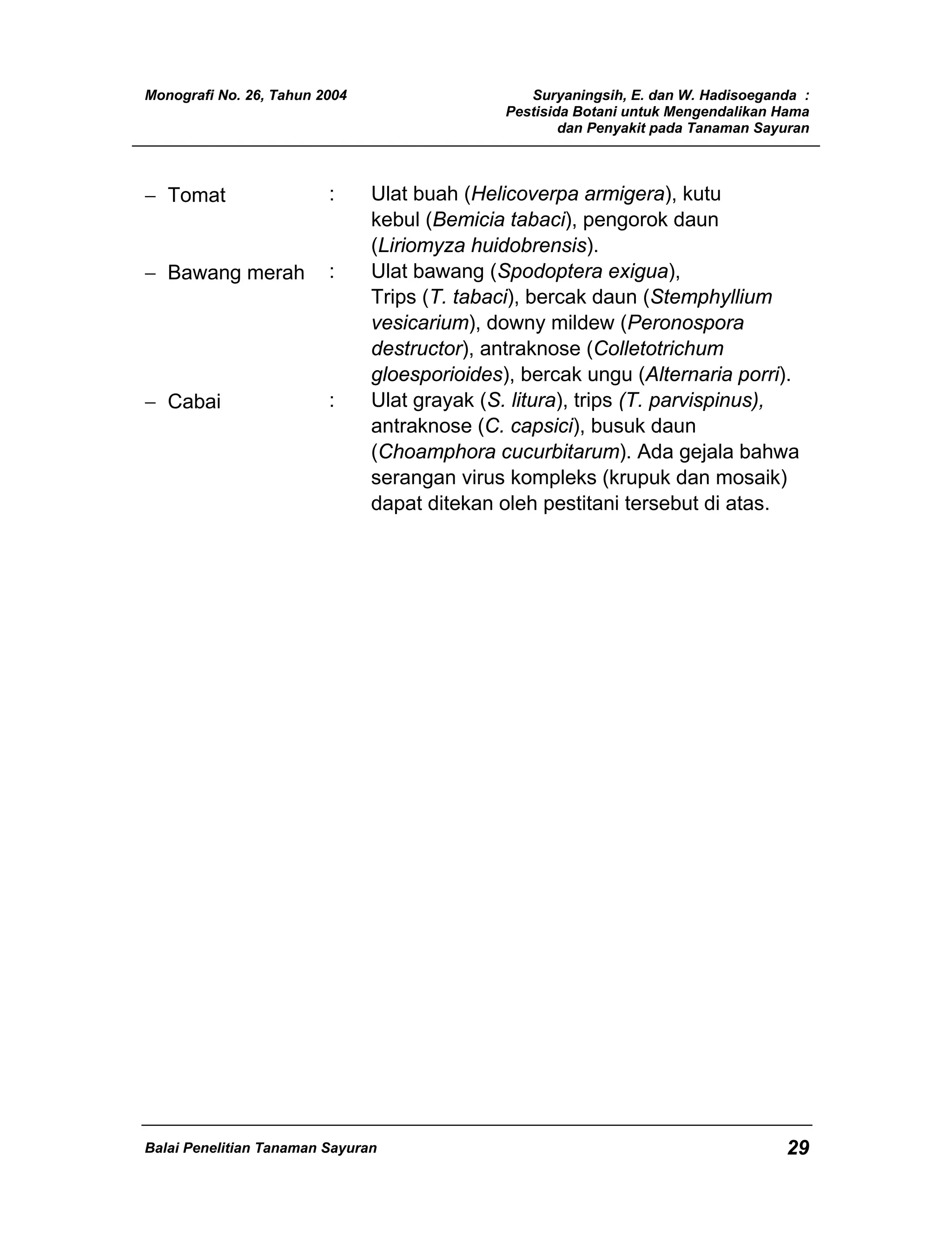 nn M 26 pestisida botani untuk mengendalikan hama dan penyakit pada ...