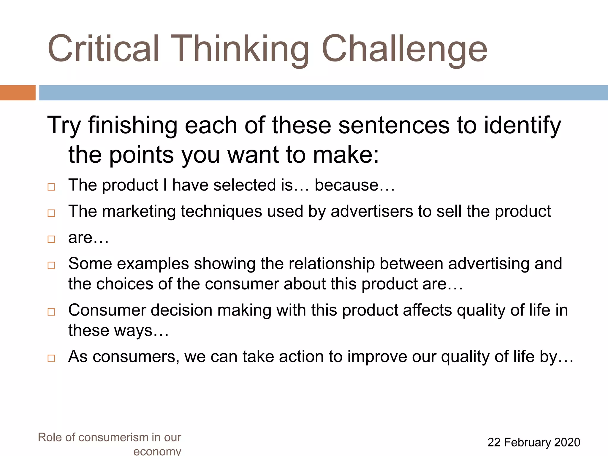 Role of Consumerism in our Economy | PPTX