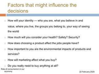 Role of Consumerism in our Economy | PPTX