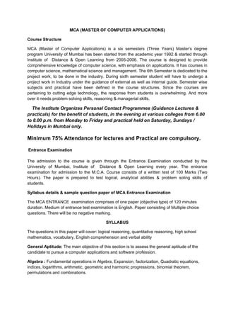 M.c.a. entrance form2010. | PDF | Educational Assessment | Education
