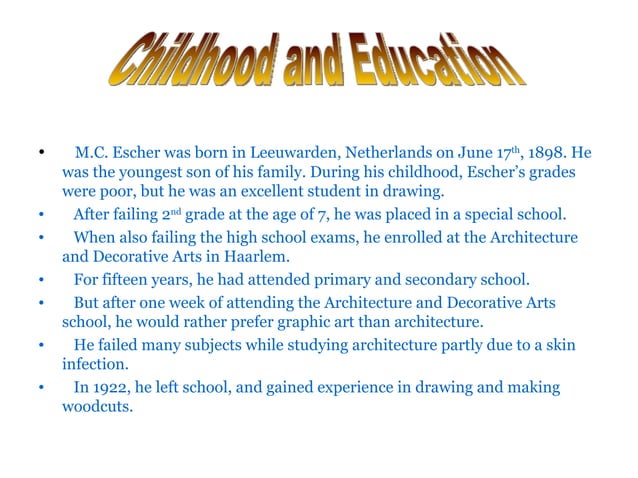M.C. Escher Pp | PPT | Drawing and Sketching | Arts and Crafts
