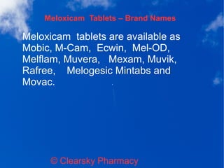 Generic Meloxicam Tablets (M-Cam) | ODP