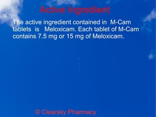 Generic Meloxicam Tablets (M-Cam) | ODP