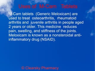 Generic Meloxicam Tablets (M-Cam) | ODP