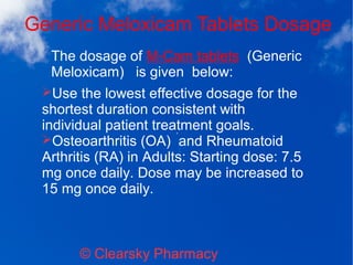 Generic Meloxicam Tablets (M-Cam) | ODP