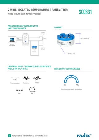 2-WIRE, ISOLATED TEMPERATURE TRANSMITTER-SCC631 | PDF