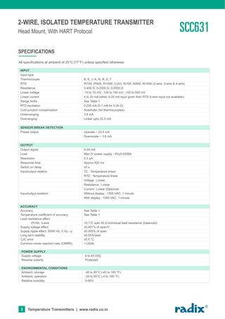 2-WIRE, ISOLATED TEMPERATURE TRANSMITTER-SCC631 | PDF